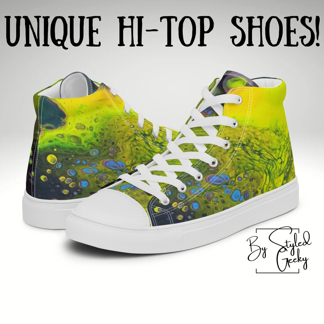 Biology Space Themed Hi Top Canvas Shoes Abstract Design, Unique Gift ...