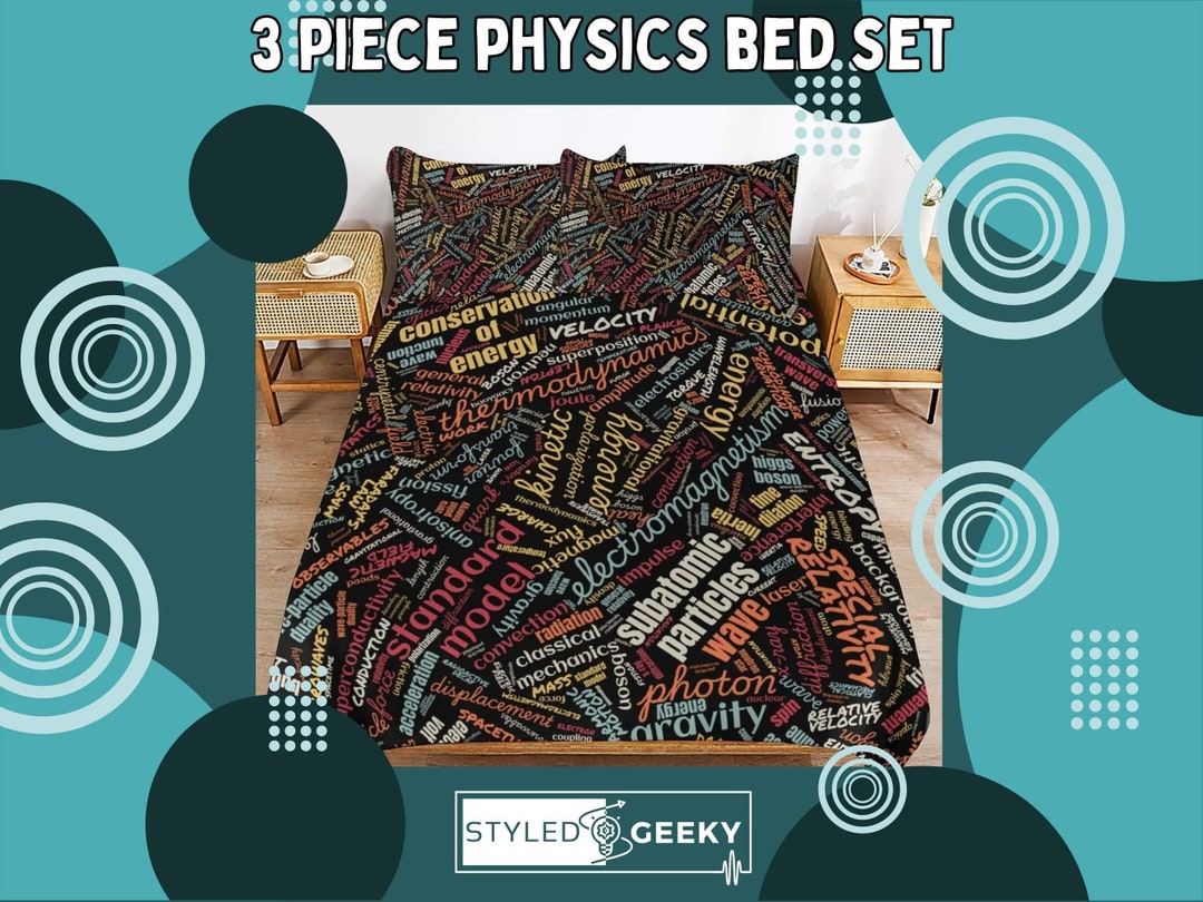 Physics Themed Bedding Set 3 Piece Duvet Cover & Pillow Shams, Fits ...