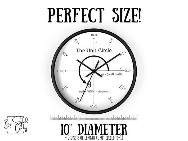 Unit Circle Wall Clock Dorm Room Essential for All College Math ...