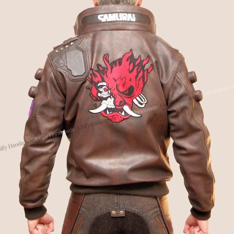 Samurai 2077 Cyberpunk Edgerunners Halloween Brown Gaming Bomber ...