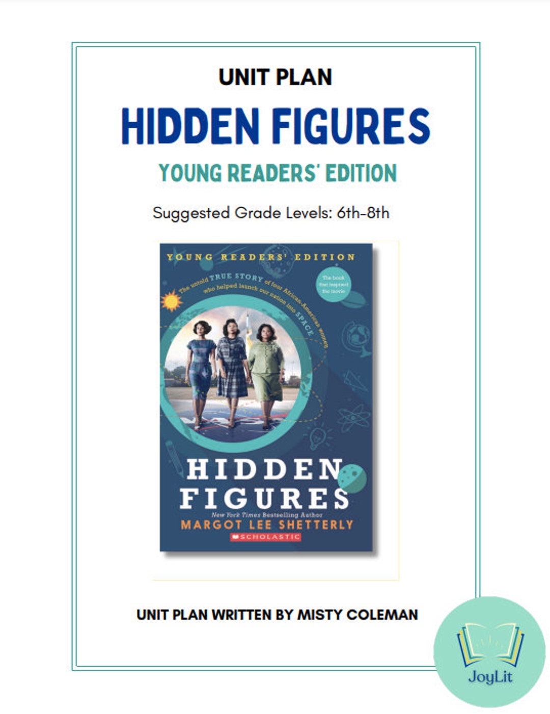 Hidden Figures Young Readers' Edition Unit Plan - Etsy