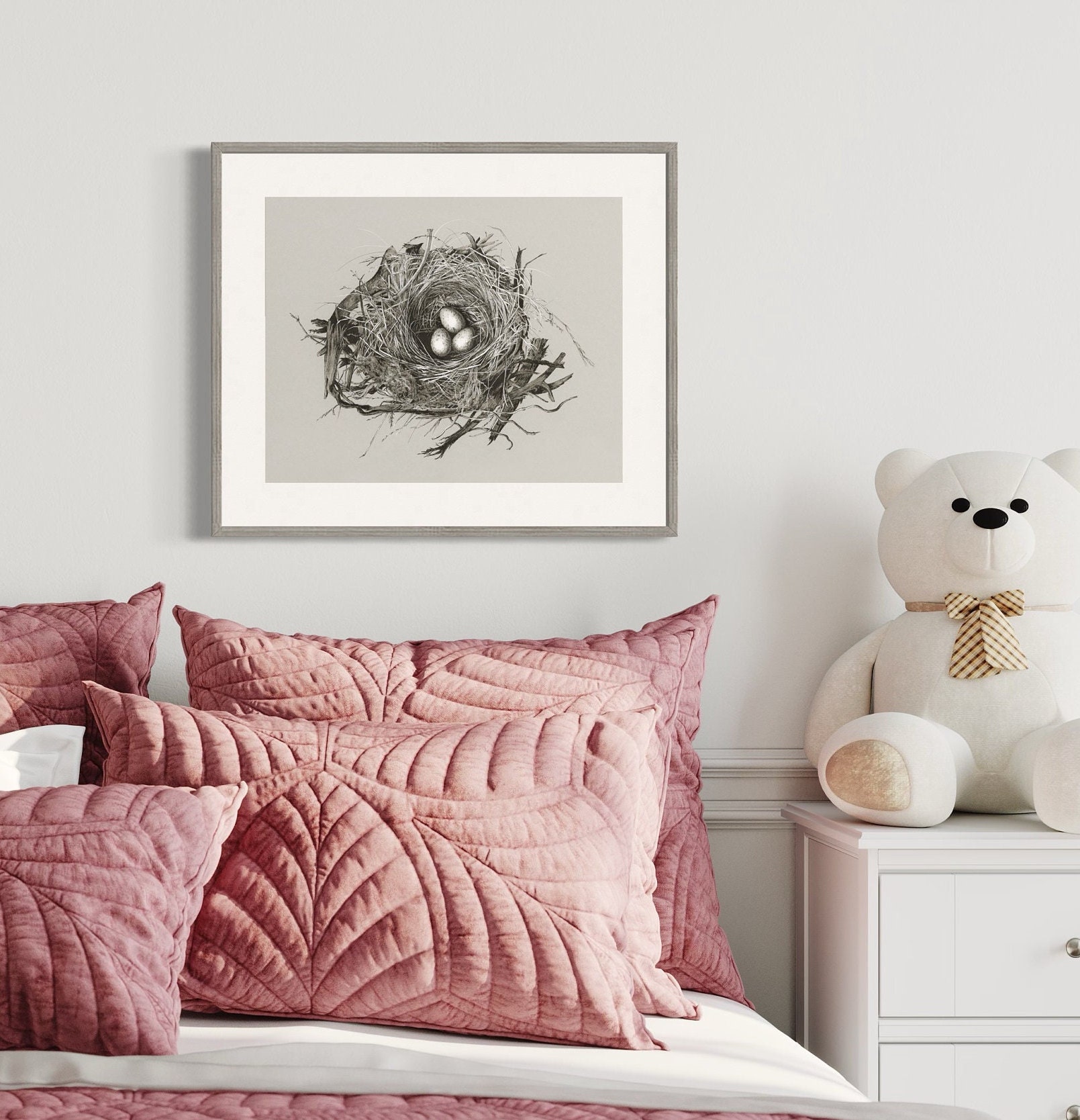 Nest With Eggs, Ink Drawing by Kyla Barnett / Unframed Fine Art Print ...