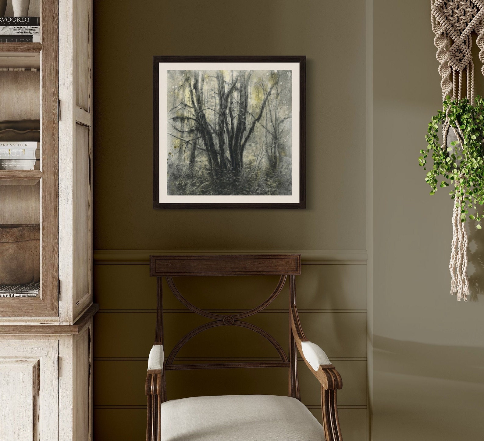 Mossy Forest Glow, Charcoal Drawing by Kyla Barnett / Unframed Fine Art ...