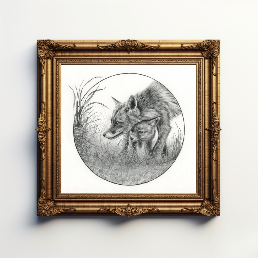 Mother Fox Charcoal Drawing by Kyla Barnett / Unframed Fine Art Print ...
