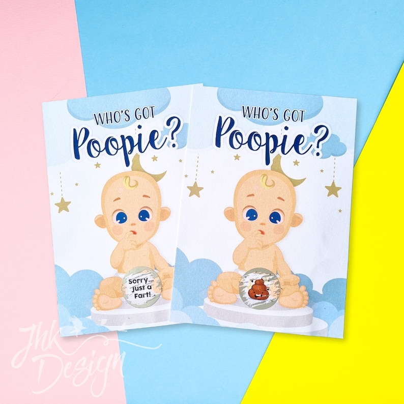 Who's Got Poopie?! Fun DIY Baby Shower Scratchie Card Game - Edit ...
