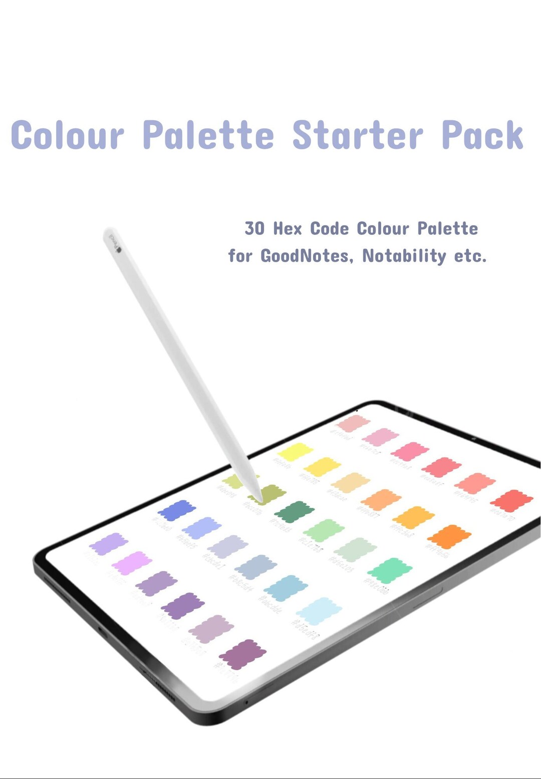 Colour Palette Starter Pack, Hex Codes, Color Swatch, Digital Planner ...