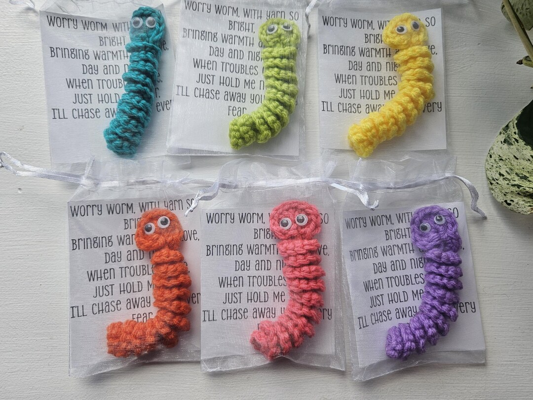Crochet Worry Worm Stress Fidget Toy With Poem Desk Toy Crochet Fidget ...