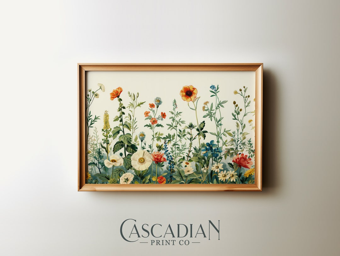 Vintage Country Flower Painting Wildflower Print | PRINTABLE Instant ...