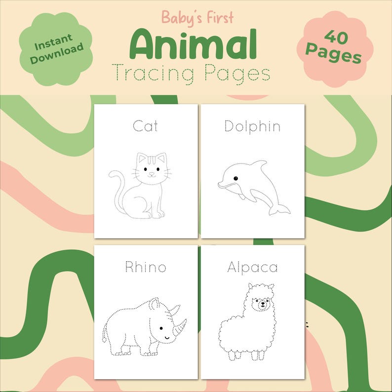 Printable Animal Tracing Pages for Kids, Connect the Line, Connect the ...