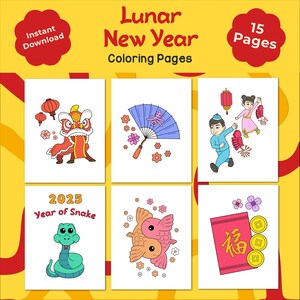 Printable Lunar New Year Coloring Pages for Kids, Busy Book, Montessori ...