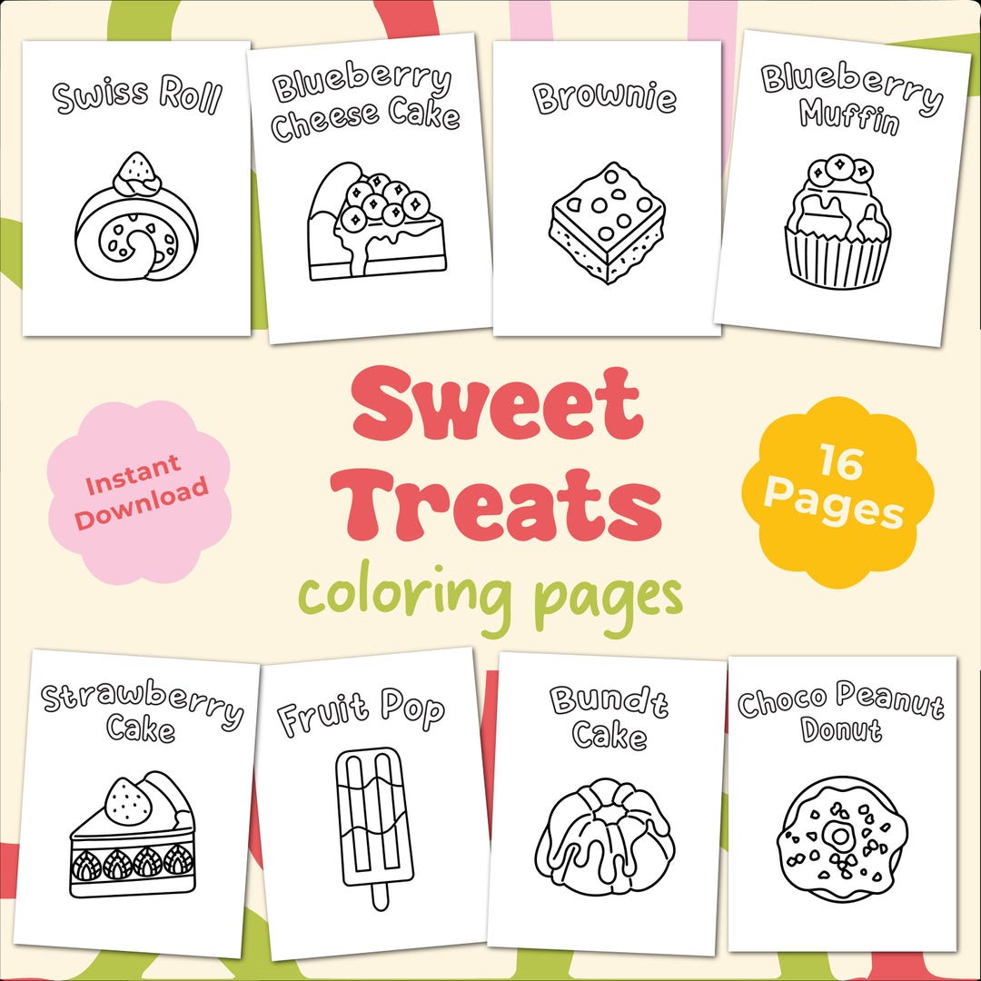 Printables Sweet Treat Coloring Pages for Children, Dessert-themed ...