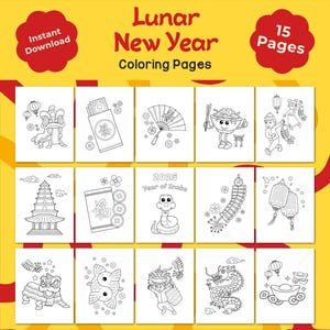 Printable Lunar New Year Coloring Pages for Kids, Busy Book, Montessori ...