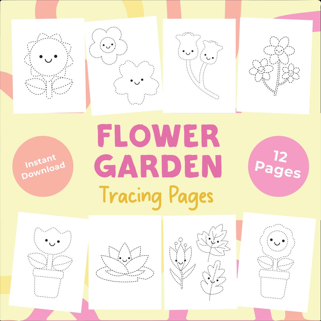 Printables Flower Garden Tracing Pages for Children, Flower-themed ...