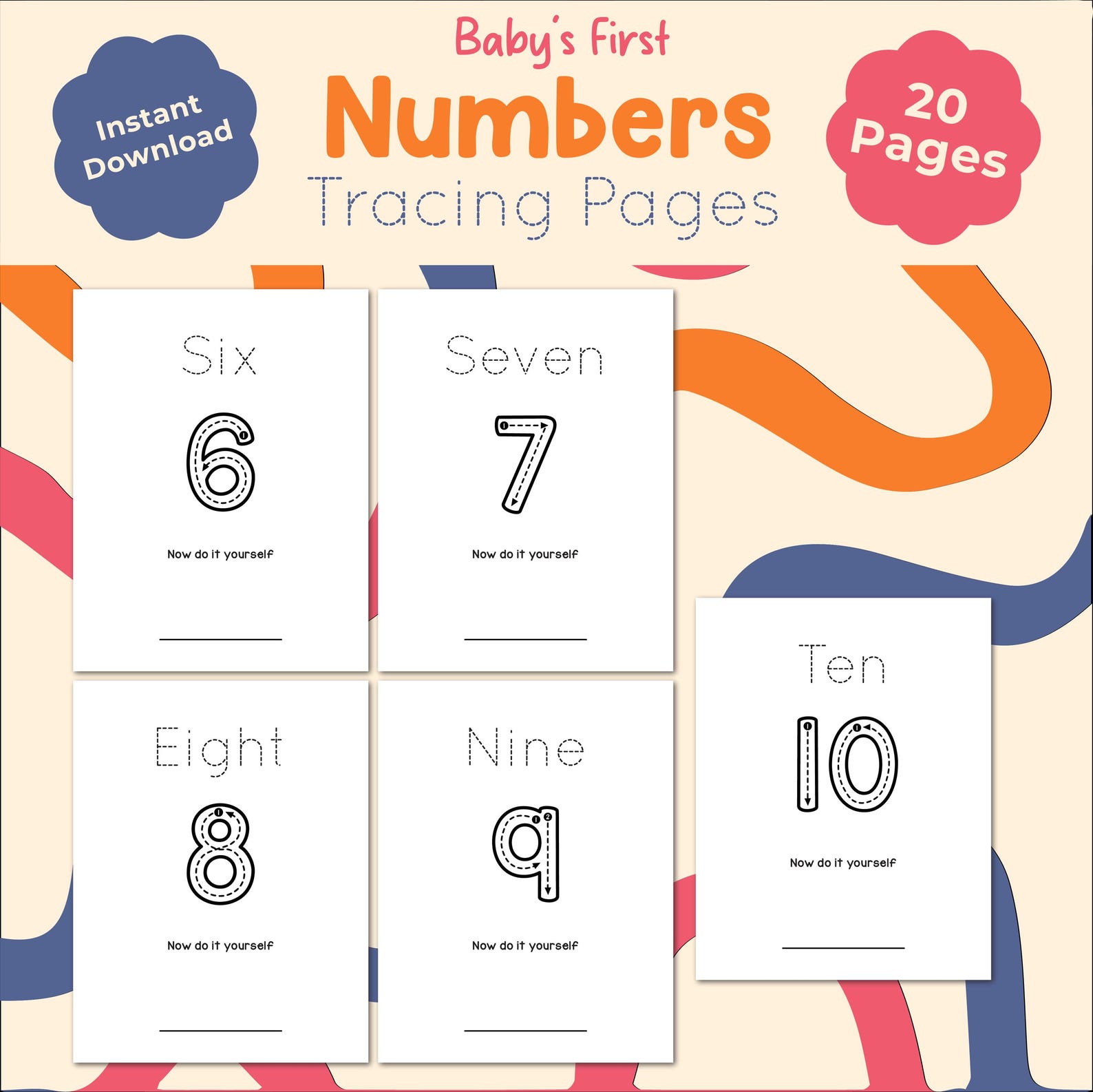 Printable Numbers Tracing Pages for Kids, Connect the Line, Connect the ...
