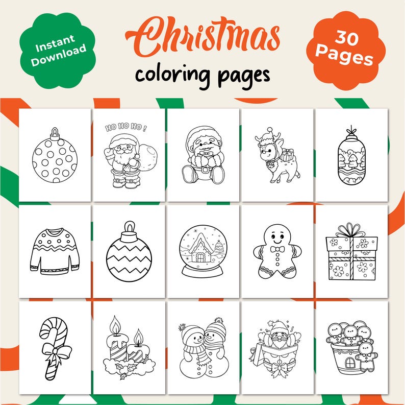 Printable Christmas Coloring Pages,kids Coloring Pages, Kids Holiday ...