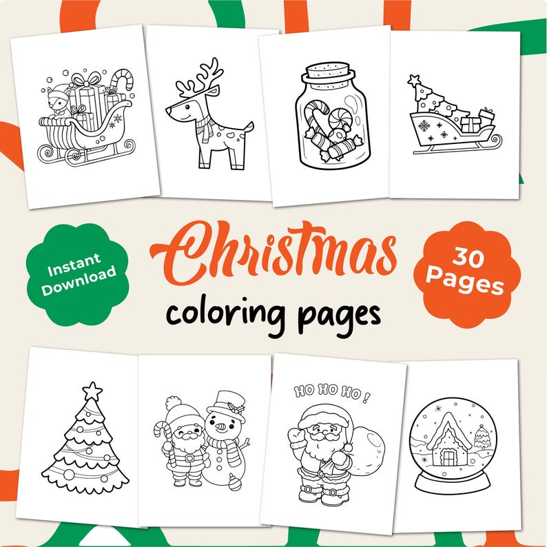 Printable Christmas Coloring Pages,kids Coloring Pages, Kids Holiday ...