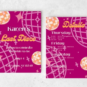 Last Disco Bachelorette Invitation Template (digital Download) - Etsy