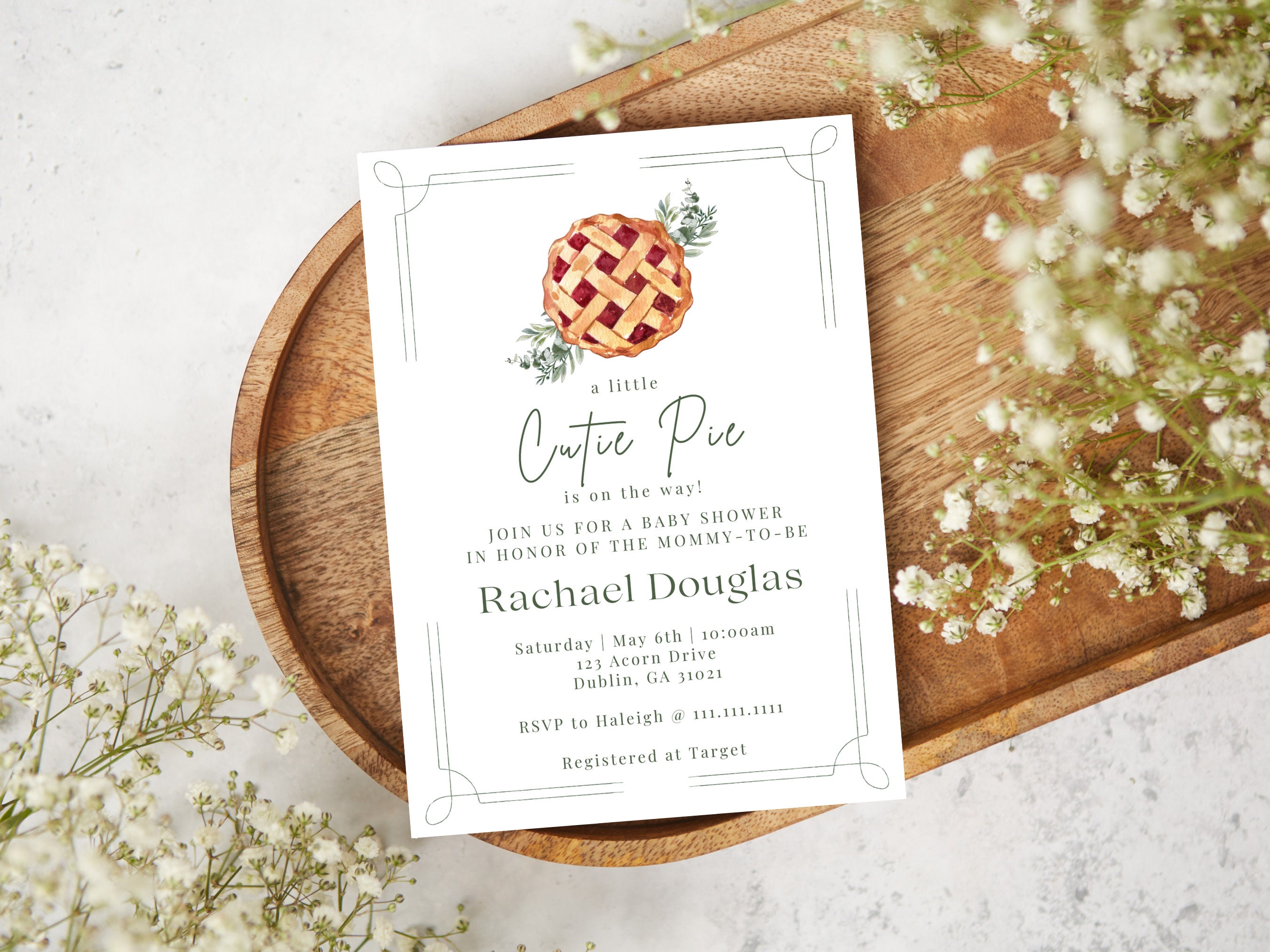 Cutie Pie Baby Shower Invitation Template (digital File) - Etsy