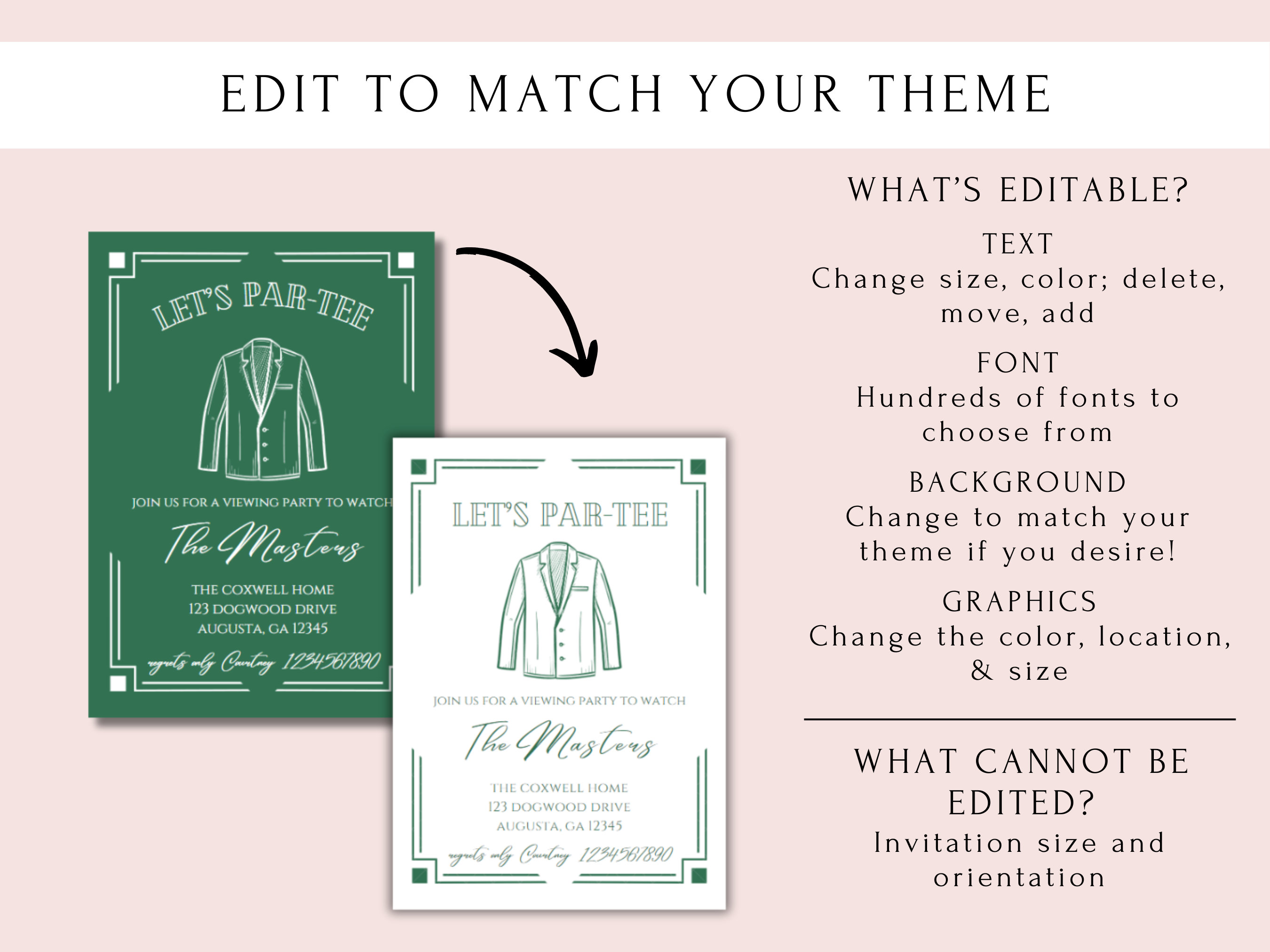 Masters Watch Party Invitation Golf Party Masters Viewing Party Lets ...