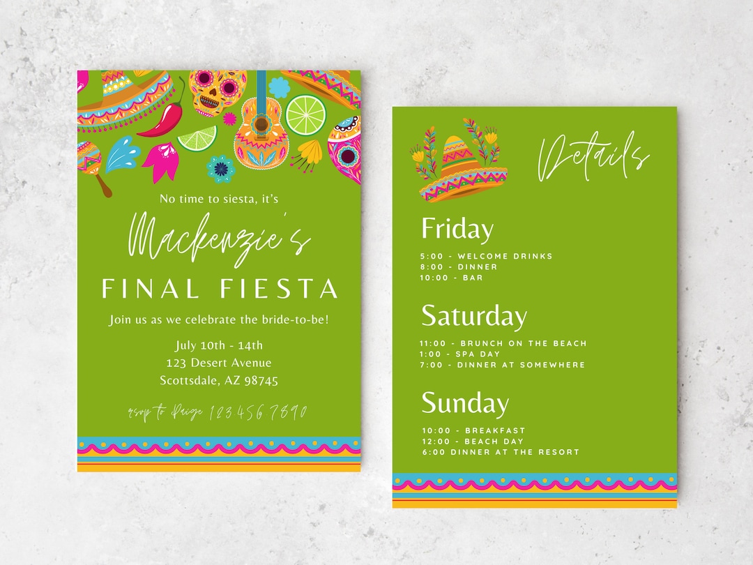 Final Fiesta Bachelorette Invitation Template (digital Download) - Etsy