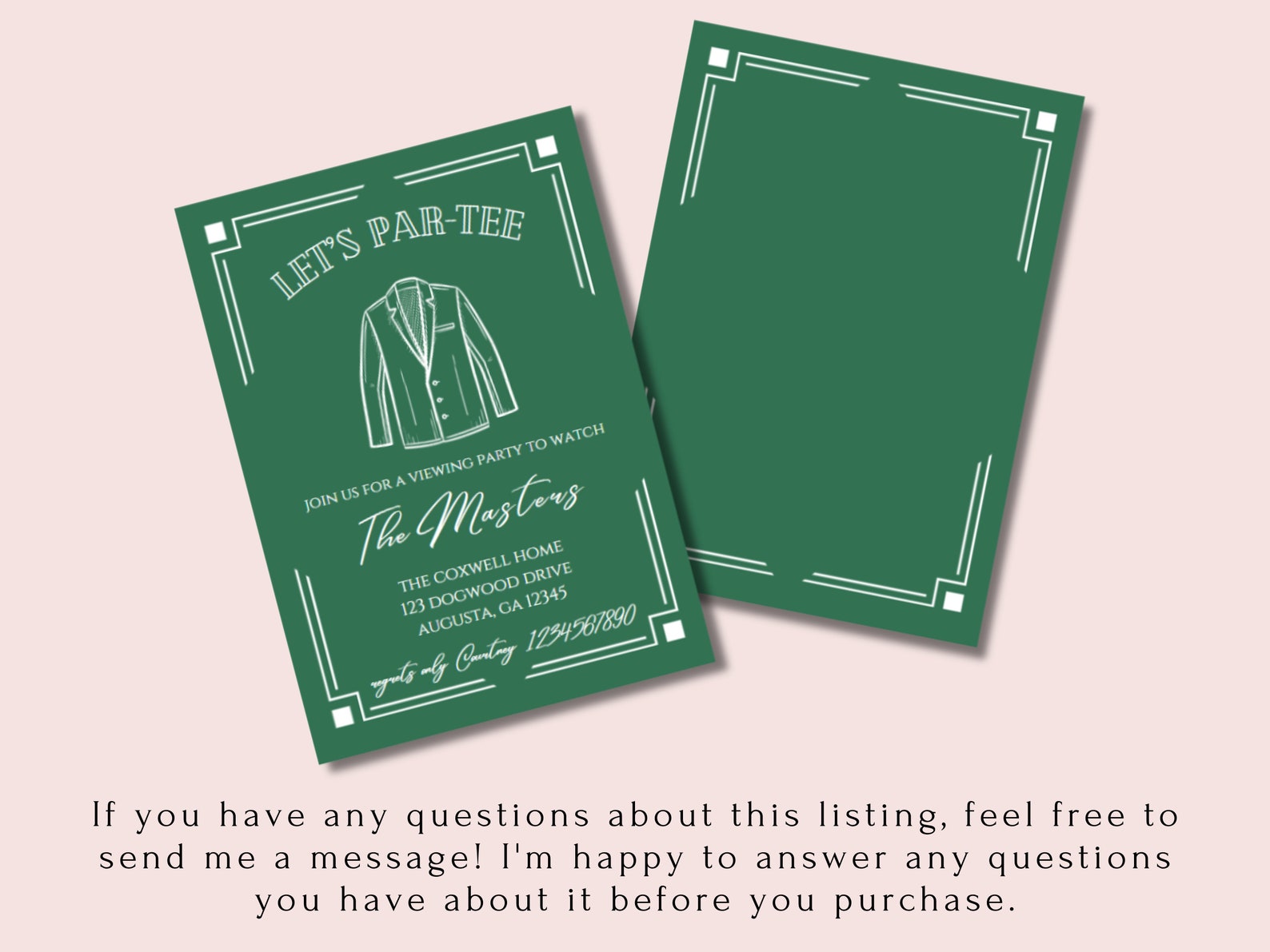 Masters Watch Party Invitation Golf Party Masters Viewing Party Lets ...