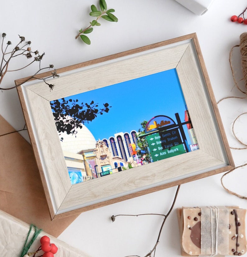 Reno Nevada Signs and Architecture Outline View Landscape, Digital ...