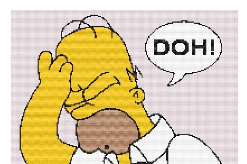 Homer Simpson DOH Cross Stitch Pattern - Etsy