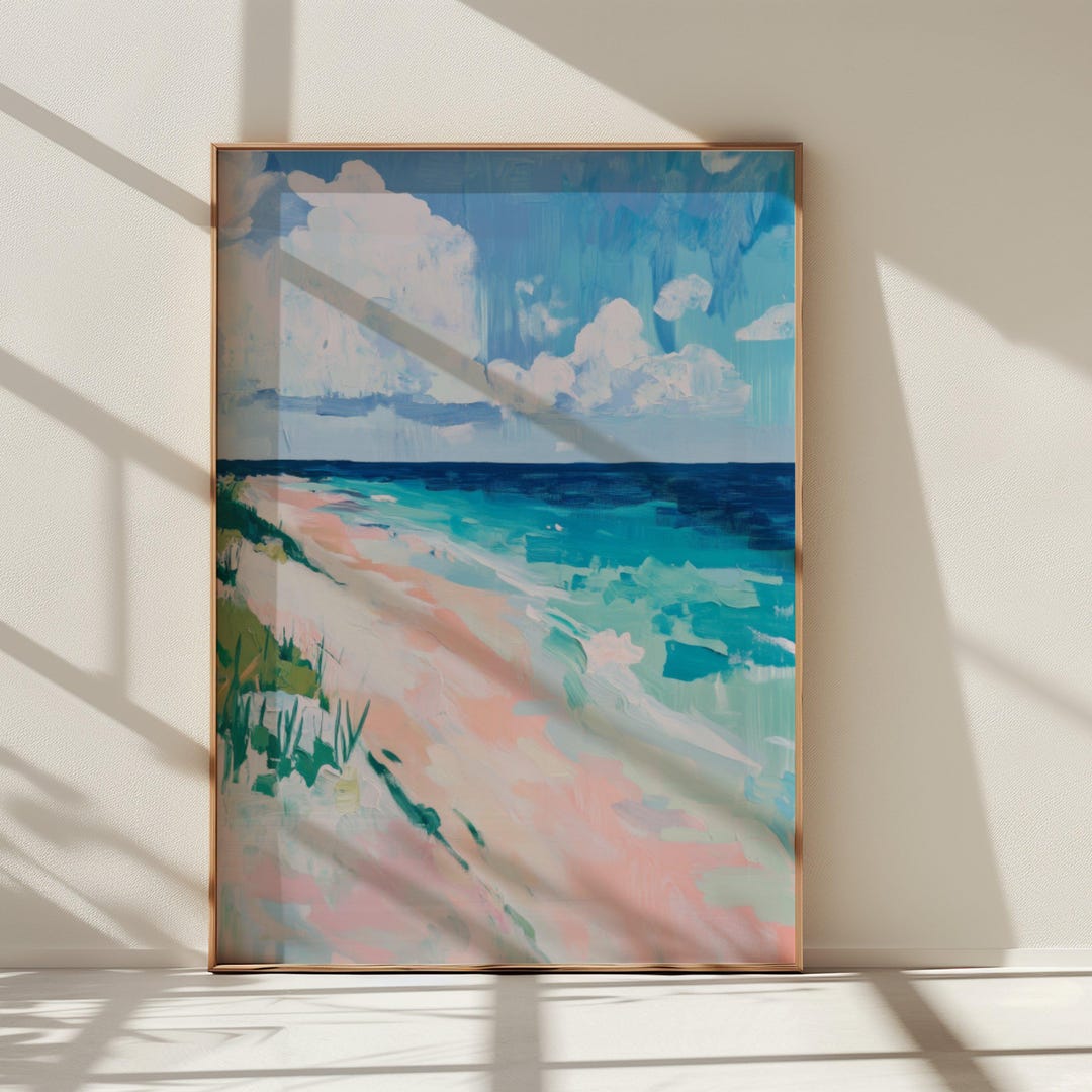Coastal Beach Digital Wall Art, Ocean Scene Print, Summer Vibes ...