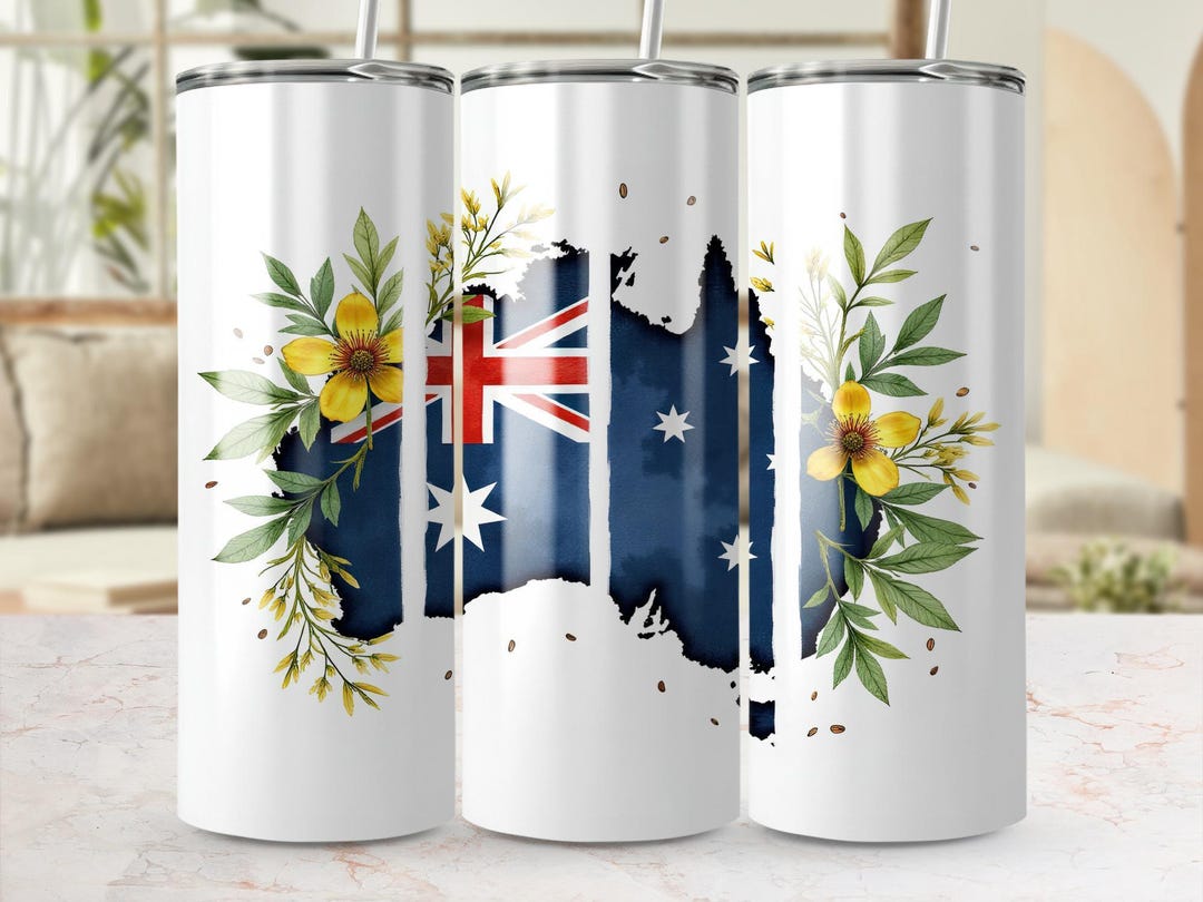 Australian Floral Tumbler Wrap: 20oz Skinny Sublimation Design (PNG ...