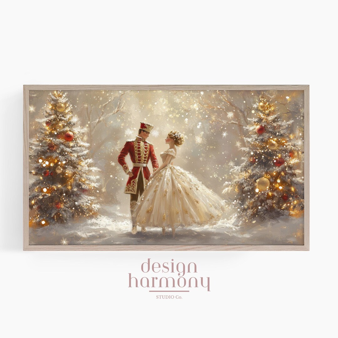 Nutcracker and Clara, Elegant Traditional Art, Festive Colors, Digital ...