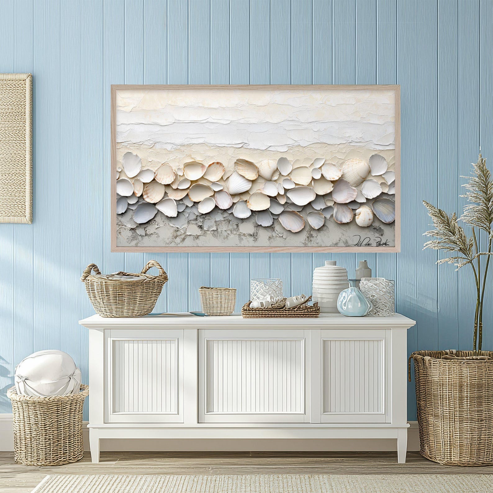 Seashell Arrangement, Minimalist, Sandy Neutrals, Digital Art for ...