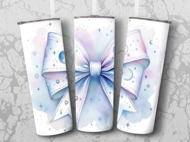 Celestial Bow Tumbler Design: Pastel Watercolor PNG (digital Download ...