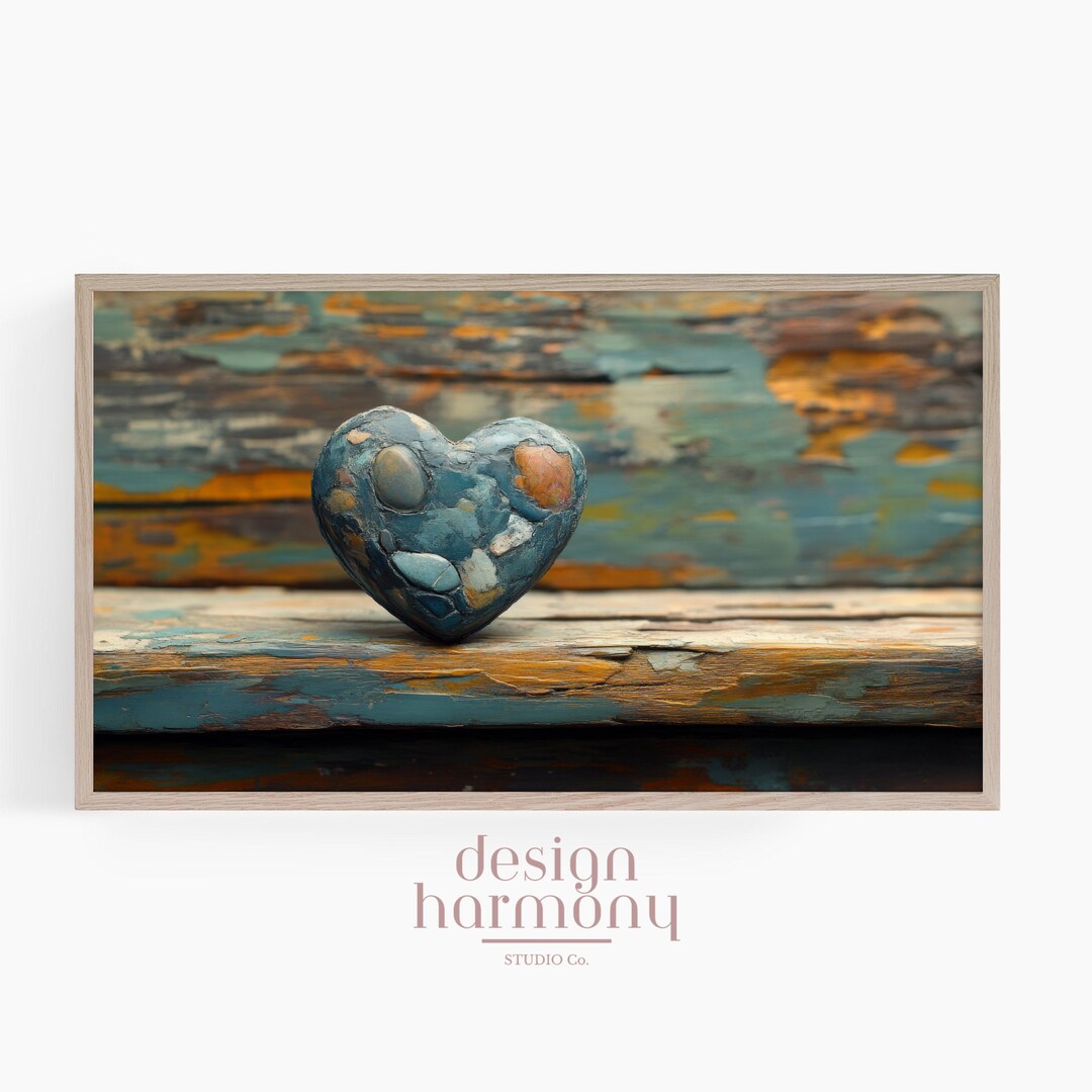 Stone Heart Sculpture, Vintage, Earth Tones, Digital Art for Samsung ...