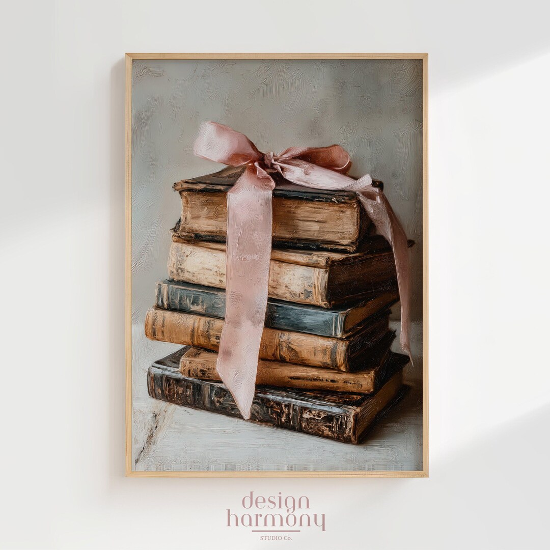 Books With Bow Coquette Summer Wall Art, Messy Coquette Digital Print ...