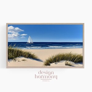 Peaceful Beach Scene, Realistic, Blue and Sandy Neutrals, Digital Art ...