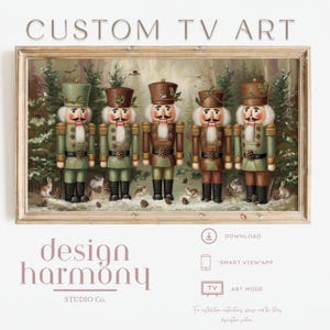 Nutcracker Soldiers, Vintage Style, Green and Brown, Digital Art for Samsung the Frame Tv ...