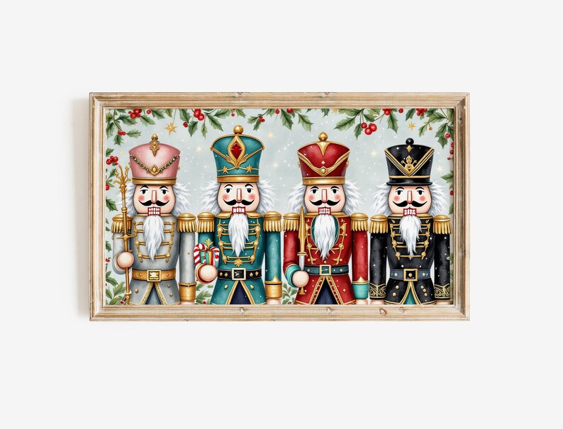 Nutcracker Soldiers, Whimsical Art, Red and Green, Digital Art for ...