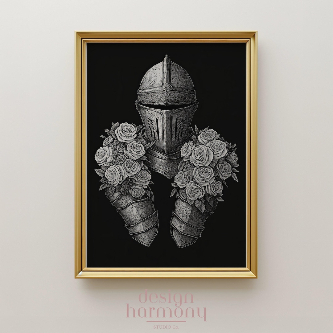 Knight Armor With Roses Printable Art: Romantic Medieval Decor (digital ...