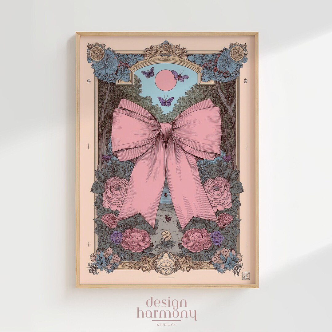 Bow Tarot Card Coquette Summer Wall Art, Messy Coquette Digital Print ...
