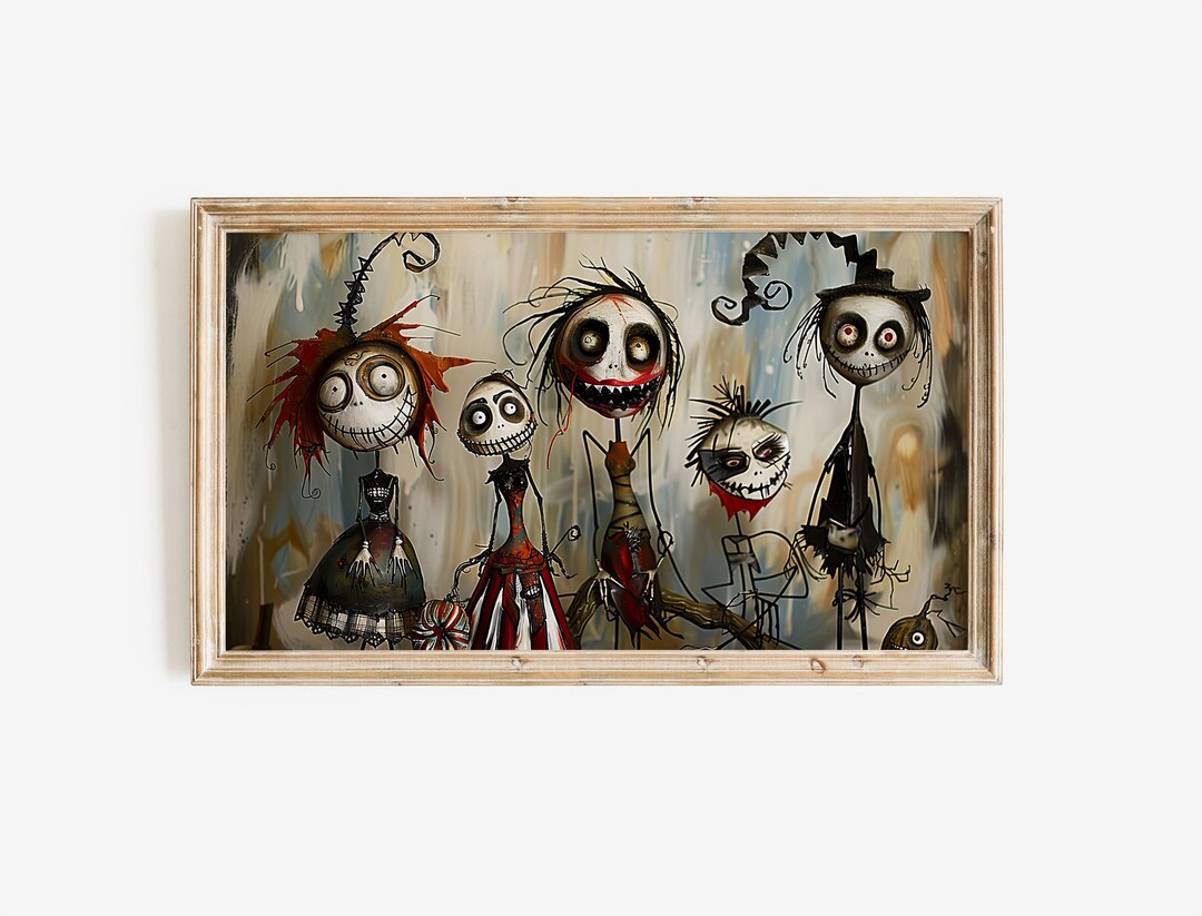 Whimsical Creepy Characters, Tim Burton Inspired Art, Digital Download ...