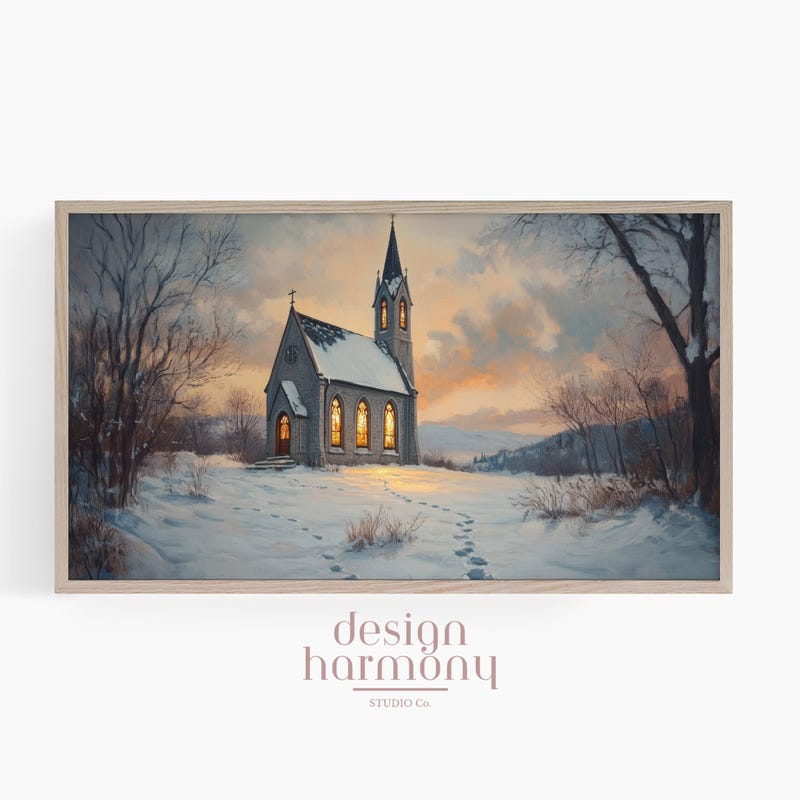 Snowy Church - Etsy