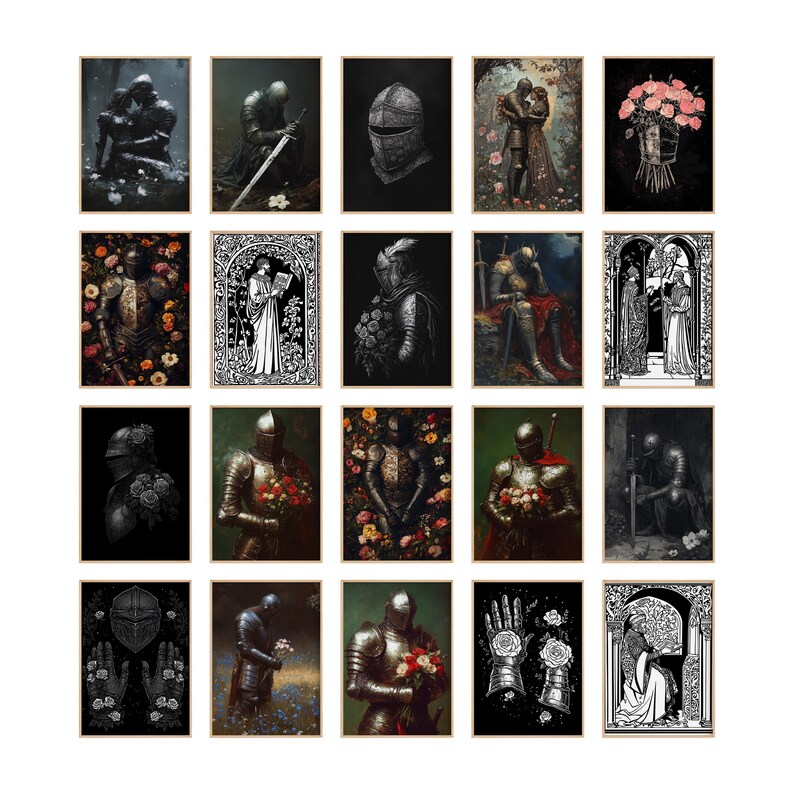 Medieval Knight Art Print Set: Gothic Romance Castle Decor (JPEG ...