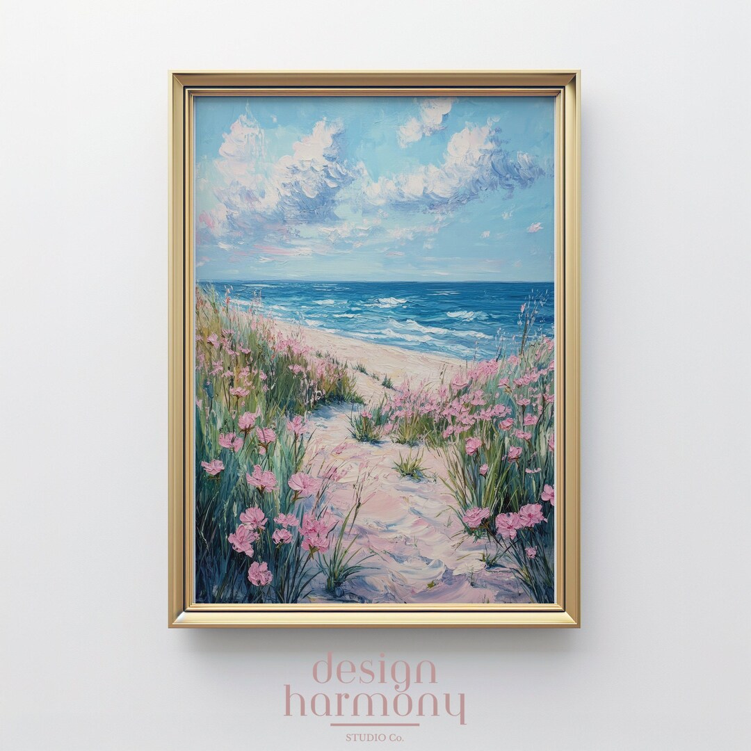 Coastal Beach Scene Wall Art, Ocean and Sea Vibes Art, Digital Download ...