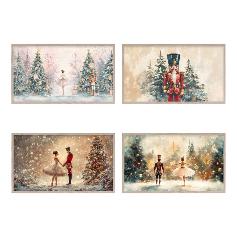 Nutcracker Watercolor Wall Art Bundle | Vintage Ballet Christmas Décor ...