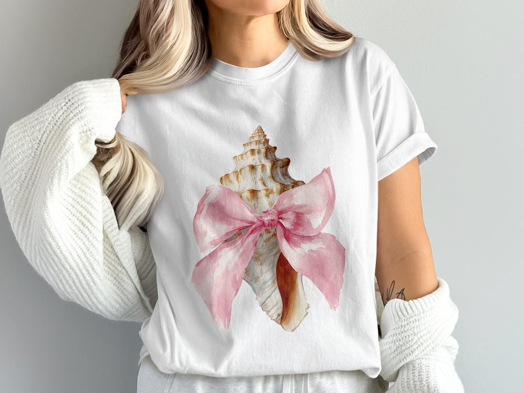Shell With Pink Bow Coquette Summer Png, Messy Coquette Shirt Design ...