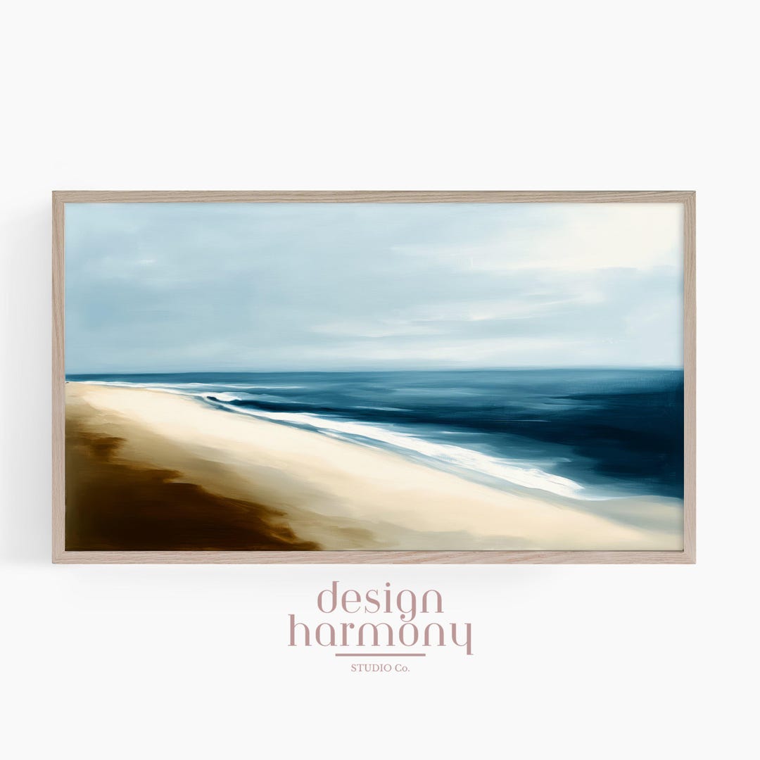 Ocean Waves, Abstract, Blue and Sandy Neutrals, Digital Art for Samsung ...