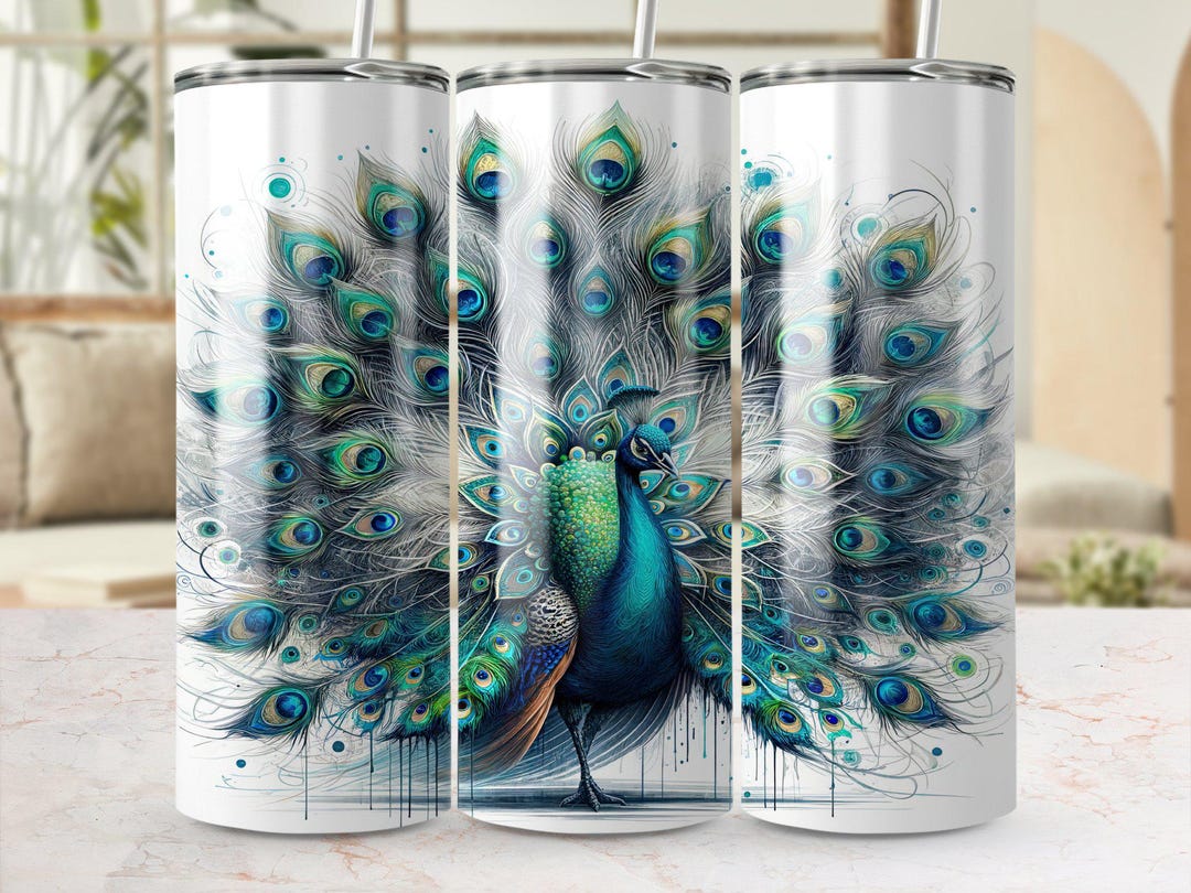 Peacock 20oz Tumbler Wrap - Sublimation Tumbler Design, PNG Digital ...