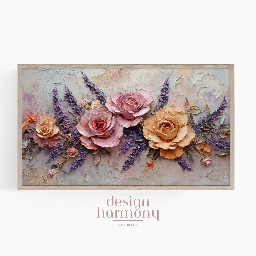 Romantic Rose Illustration, Textured Floral Art, Pastel Tones, Digital ...