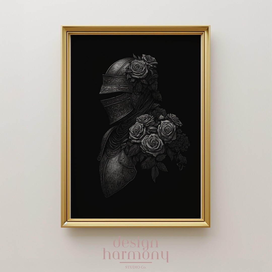 Knight and Roses, Romantic Medieval Printable Art, Vintage Renaissance ...
