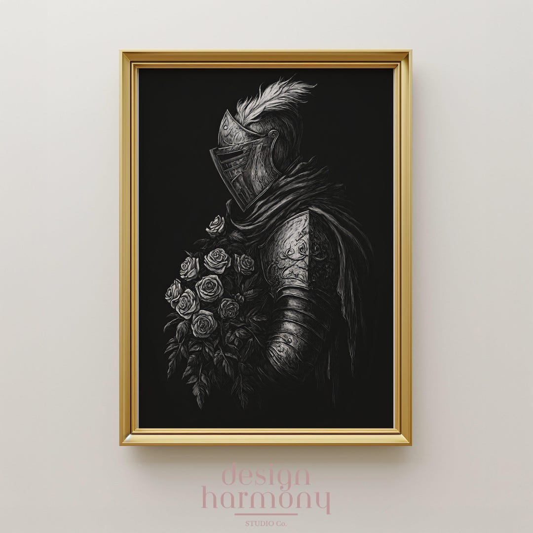 Knight Holding Roses, Romantic Medieval Decor, Vintage Renaissance ...